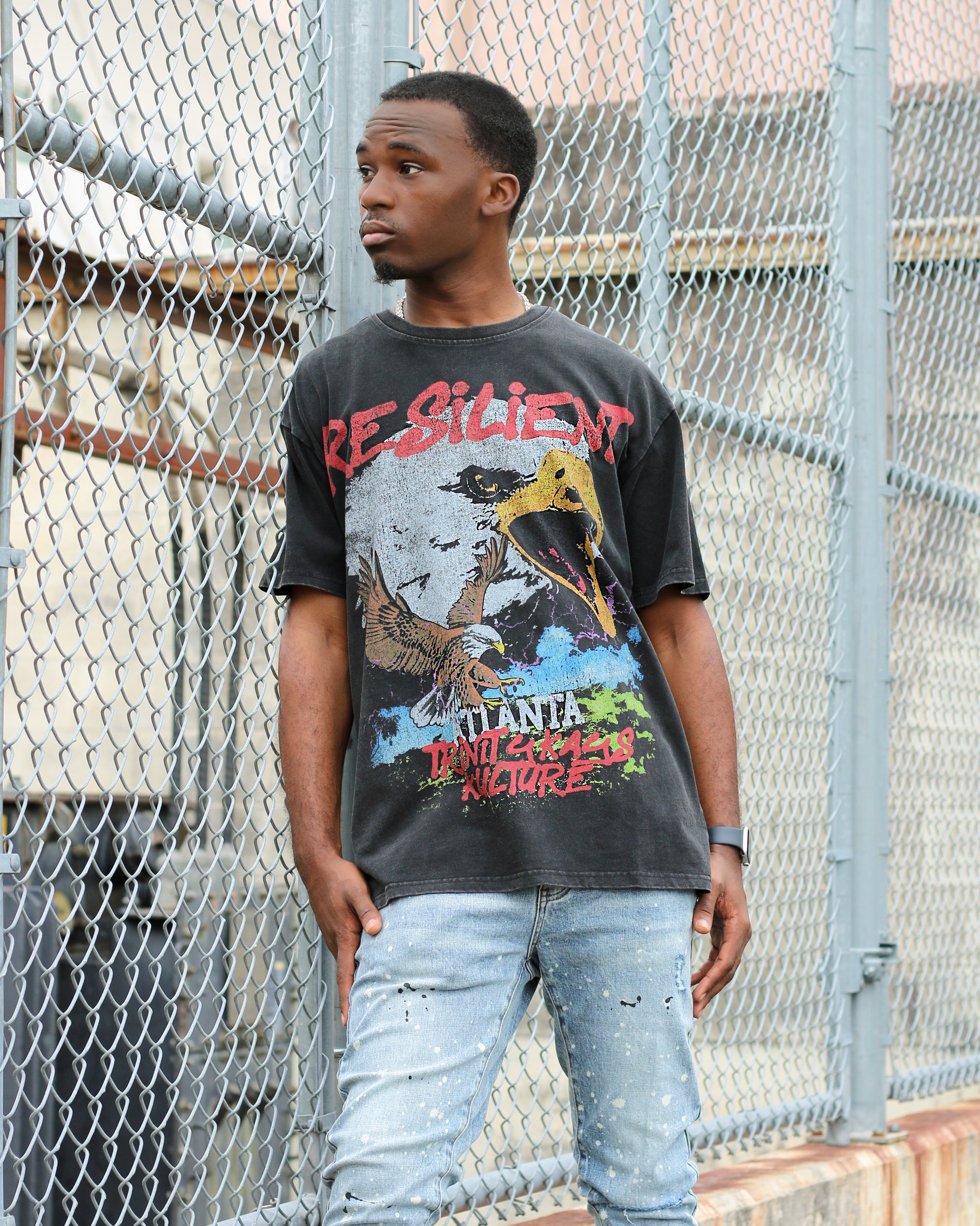 Trinity Kays Kulture Resilient Atlanta Men's T Shirt, Washed Black